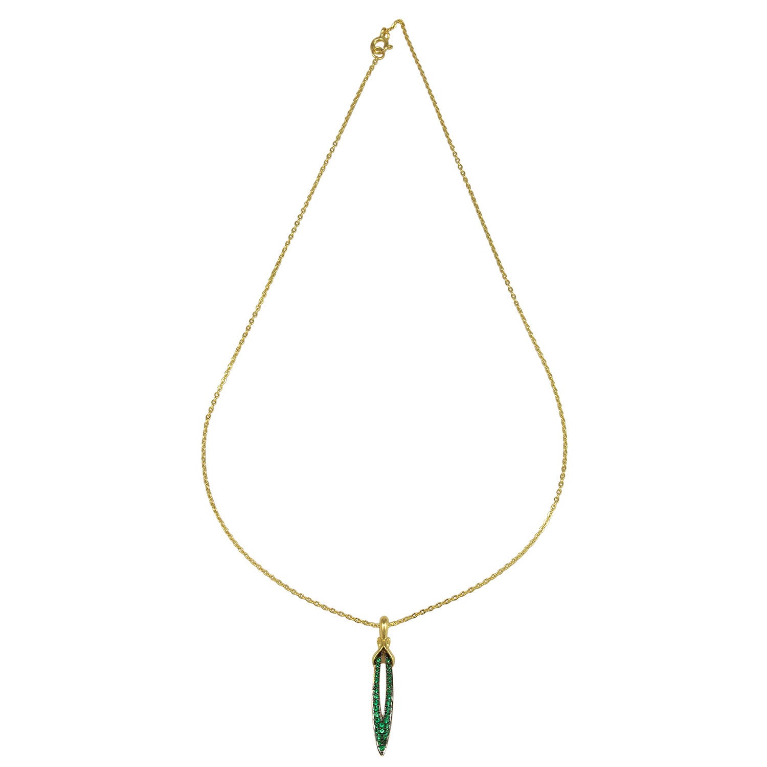 18K Gold Vermeil Pavé Pendant | Gold Vermeil Lariat Necklace – REALM